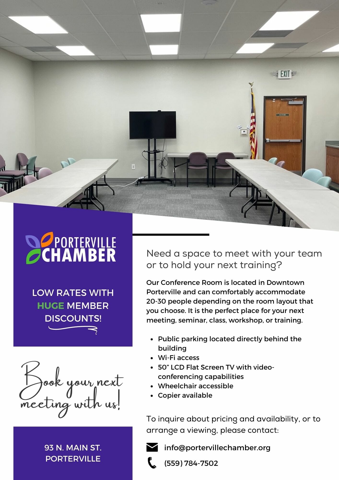 Conference Room Rental - Porterville Chamber of Commerce